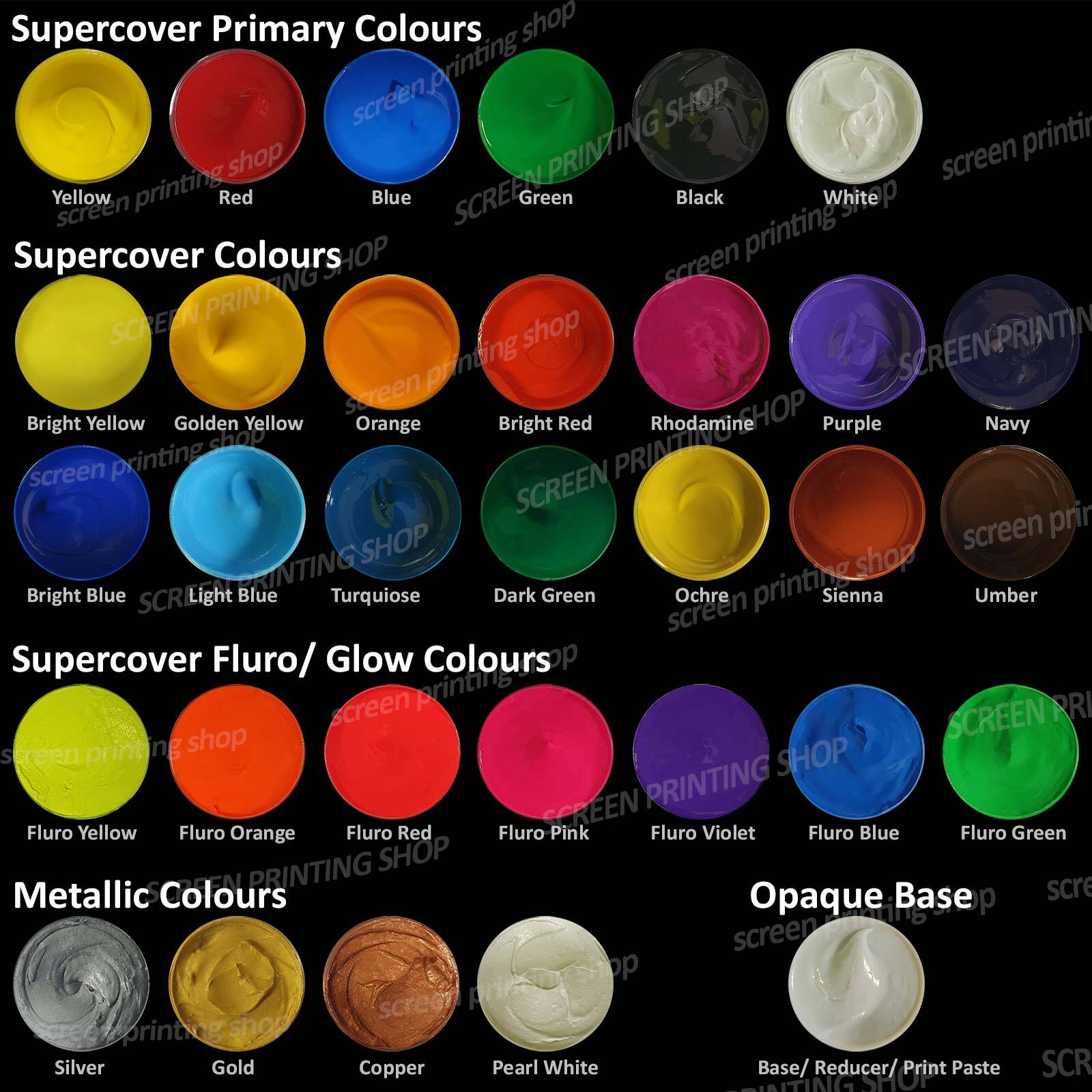 Fluro Set 7 Supercover colours prints onto black and dark items without ...